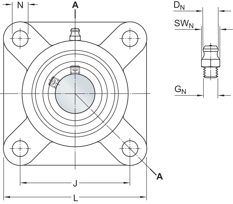 Ball bearing square flanged units - Y/UCF 214